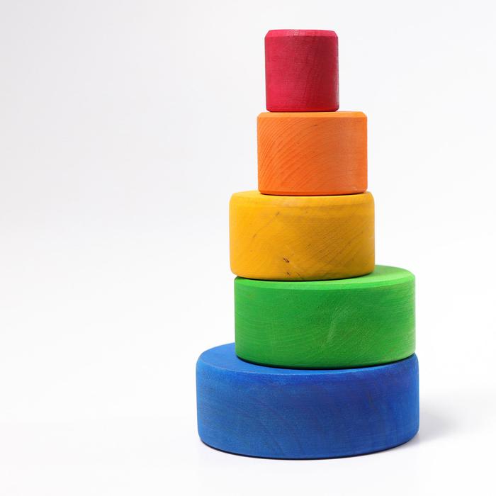 Grimm's Coloured Stacking Bowls Outside Blue – Little Toy Tribe
